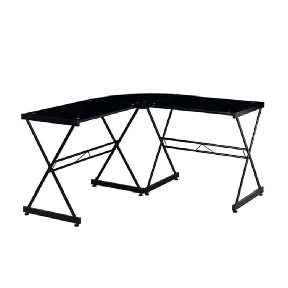 Techni Mobili RTA-3805L-WHT L-Shaped Glass Computer Desk, Black ...