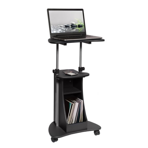 Techni Mobili Sit-to-Stand Rolling Adjustable Height Laptop Cart With ...