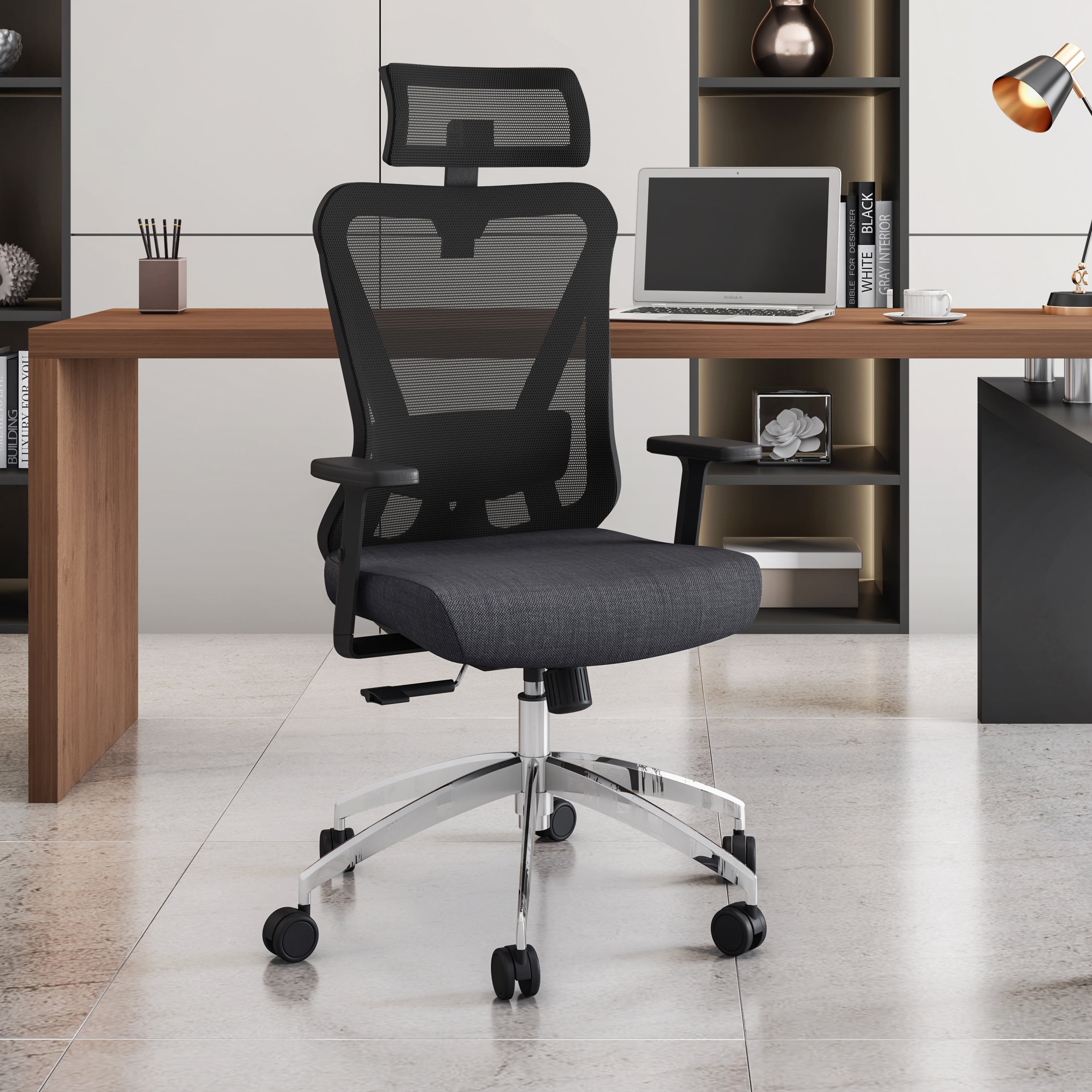 Techni Mobili Truly Ergonomic Office Chair with Lumbar Support, Black ...