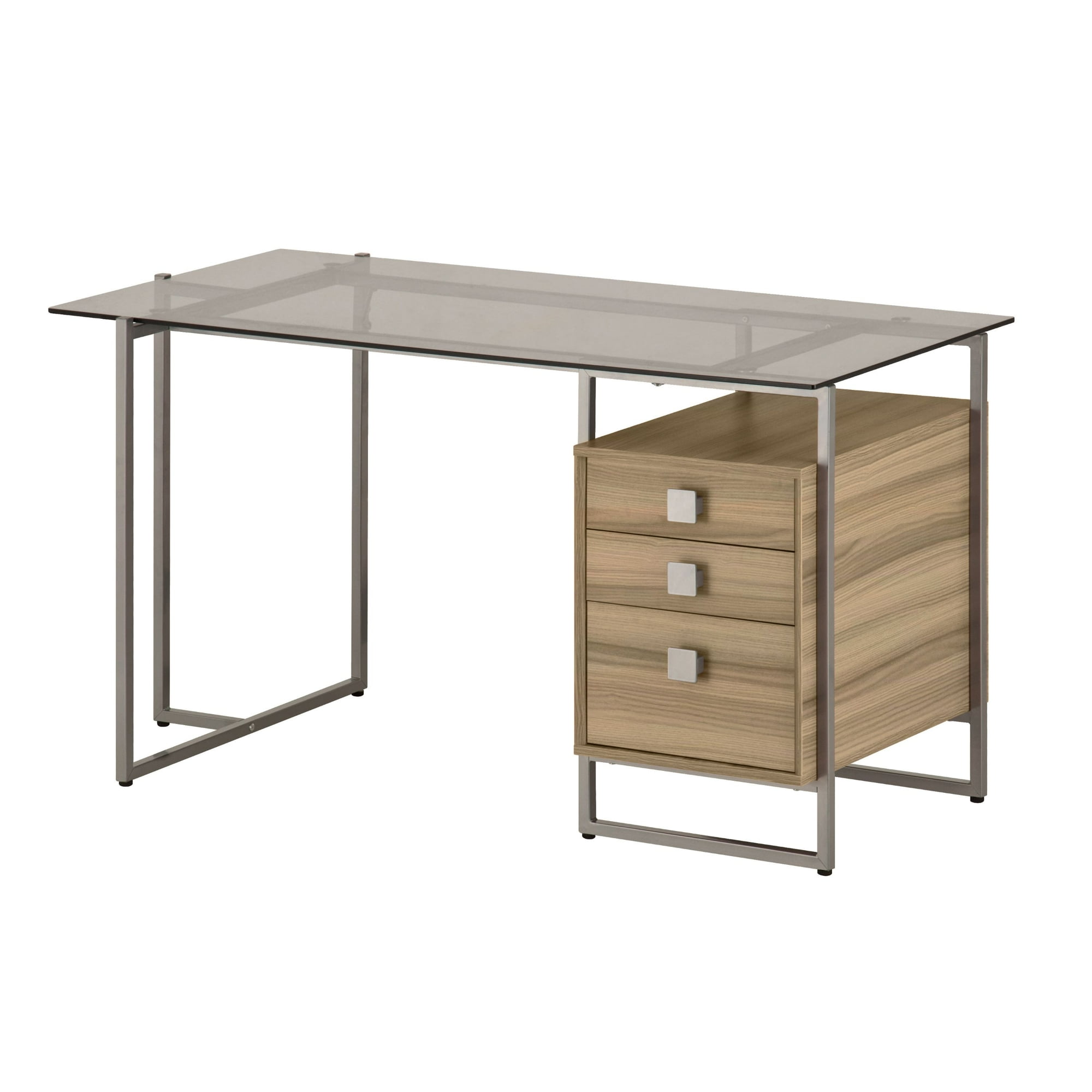 Techni Office Solutions Computer Desk with Glass Top and Storage - 55. ...