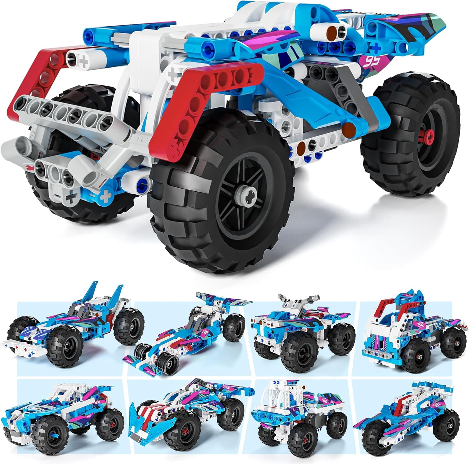 Technic 9 in 1 Pull-Back Car Building Set - Off-Road Race Vehicle ...