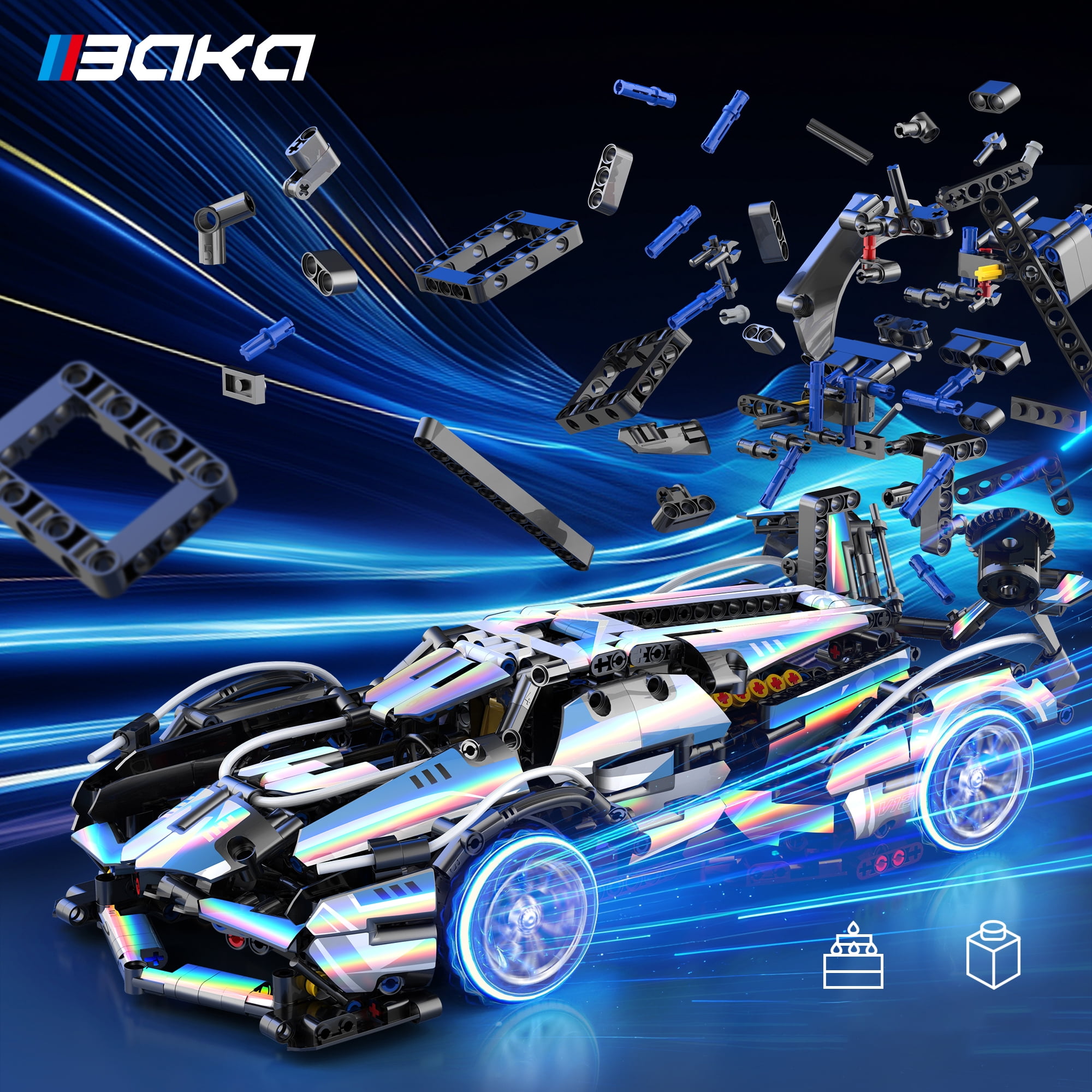 Technic Car Building Set, 1:14 Scale Sports Car Toy Model Building Kit ...