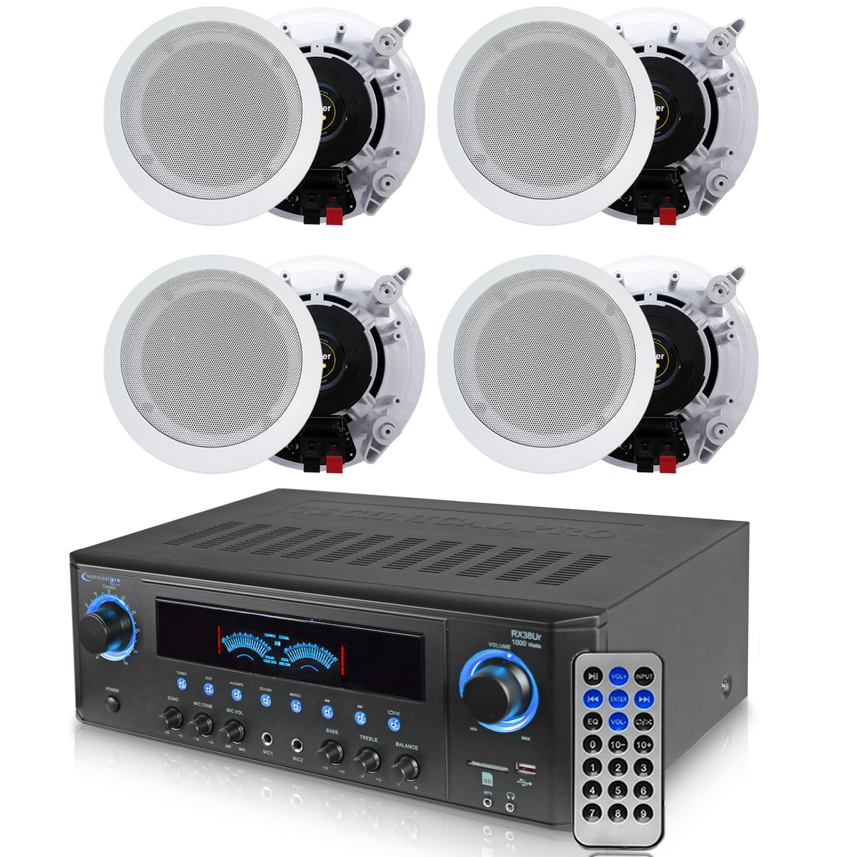 Technical Pro 1000W Professional Home Stereo Receiver w/ USB & SD Card ...