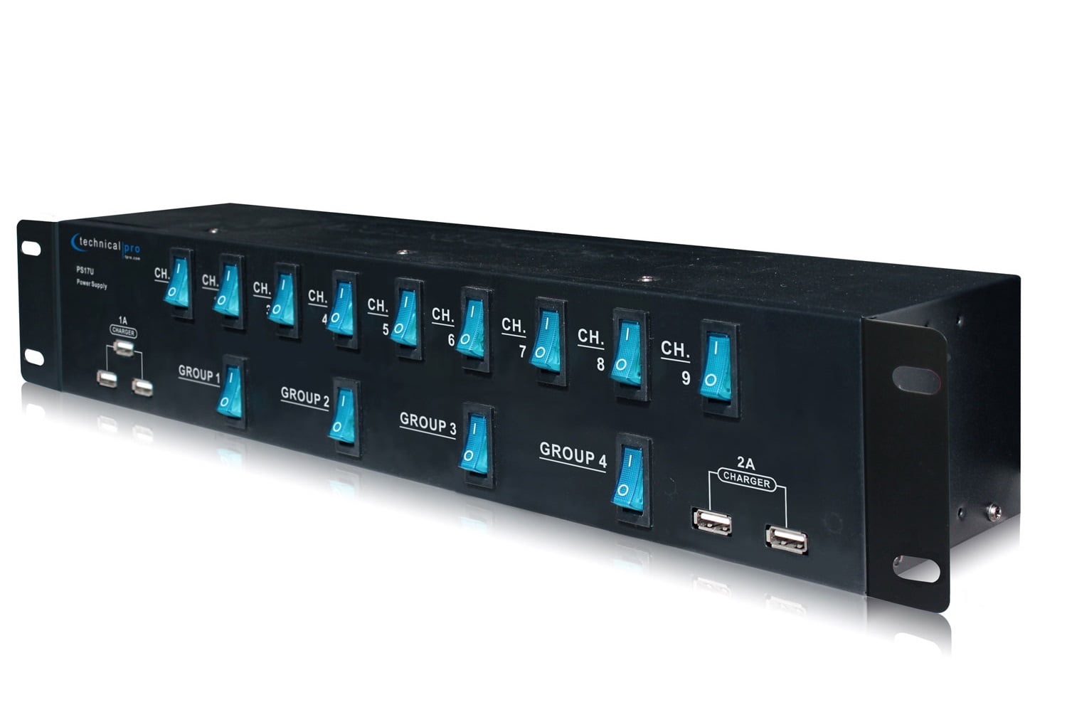 Technical Pro 1800W Rack Mount 17 Outlet Power Supply with USB Ports ...
