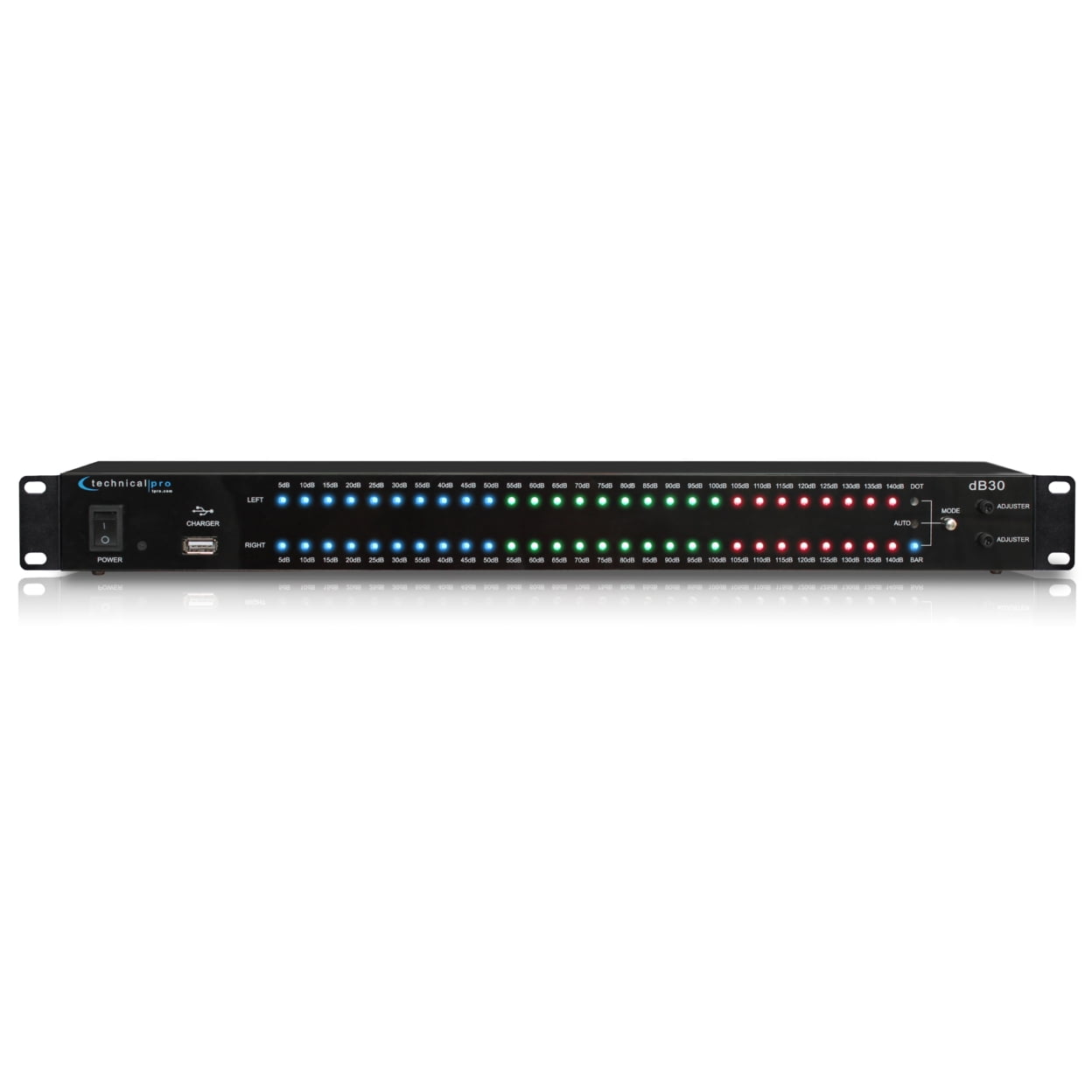 Technical Pro 1U Rack Mount dB Display 8 Outlet Power Supply RCA Inputs ...
