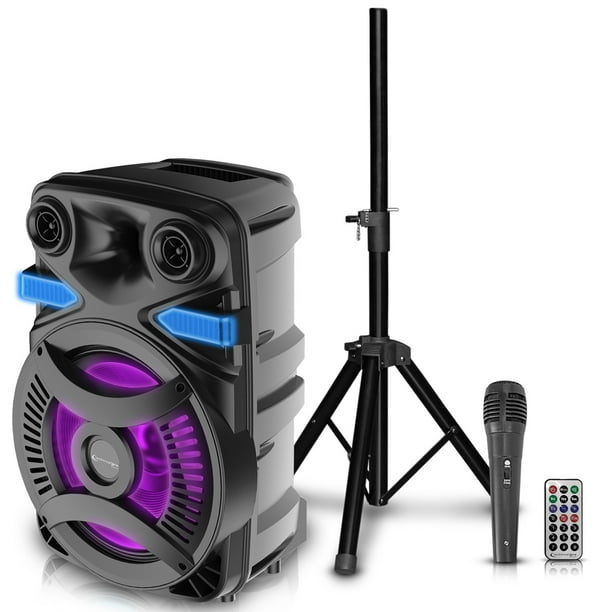 Technical Pro 3000 Watts Rechargeable 15 Inch Bluetooth LED Speaker Package with Tripod and ...