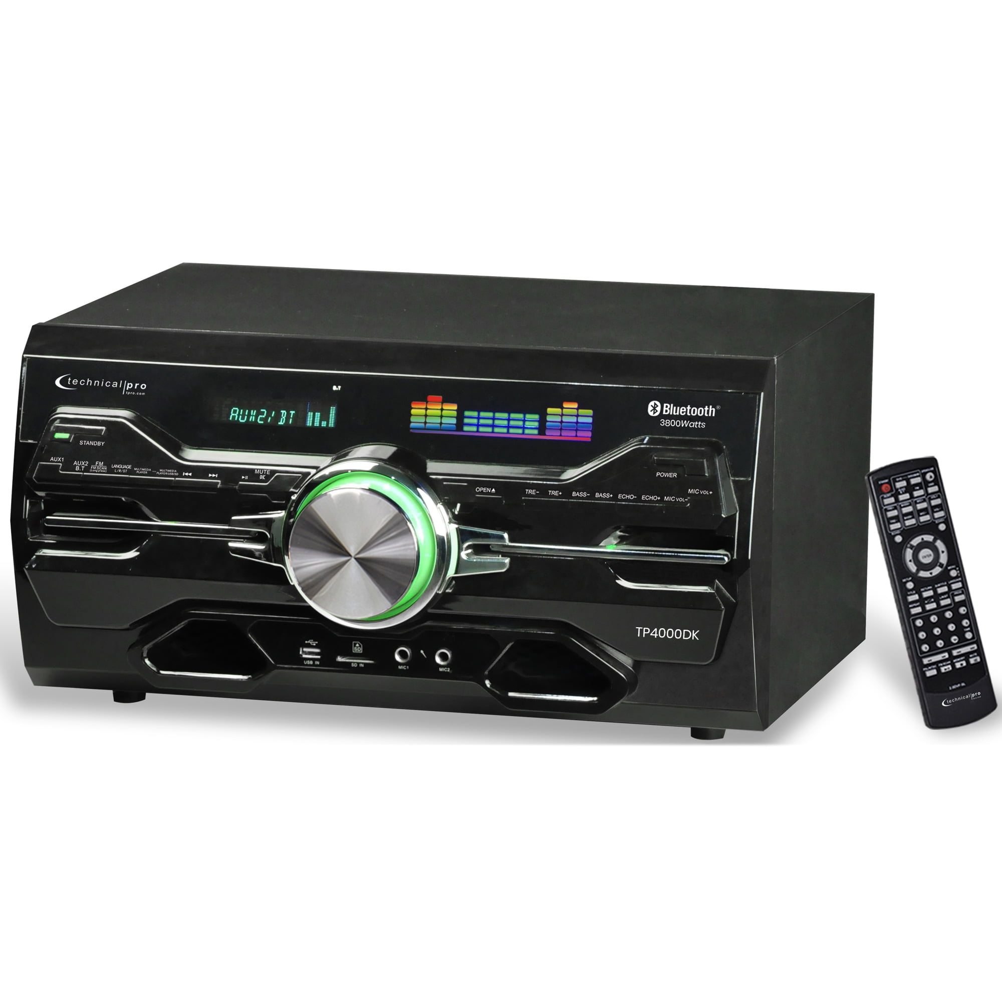 Technical Pro 3800W Bluetooth Audio Receiver DVD Player Dual Mic USB SD ...