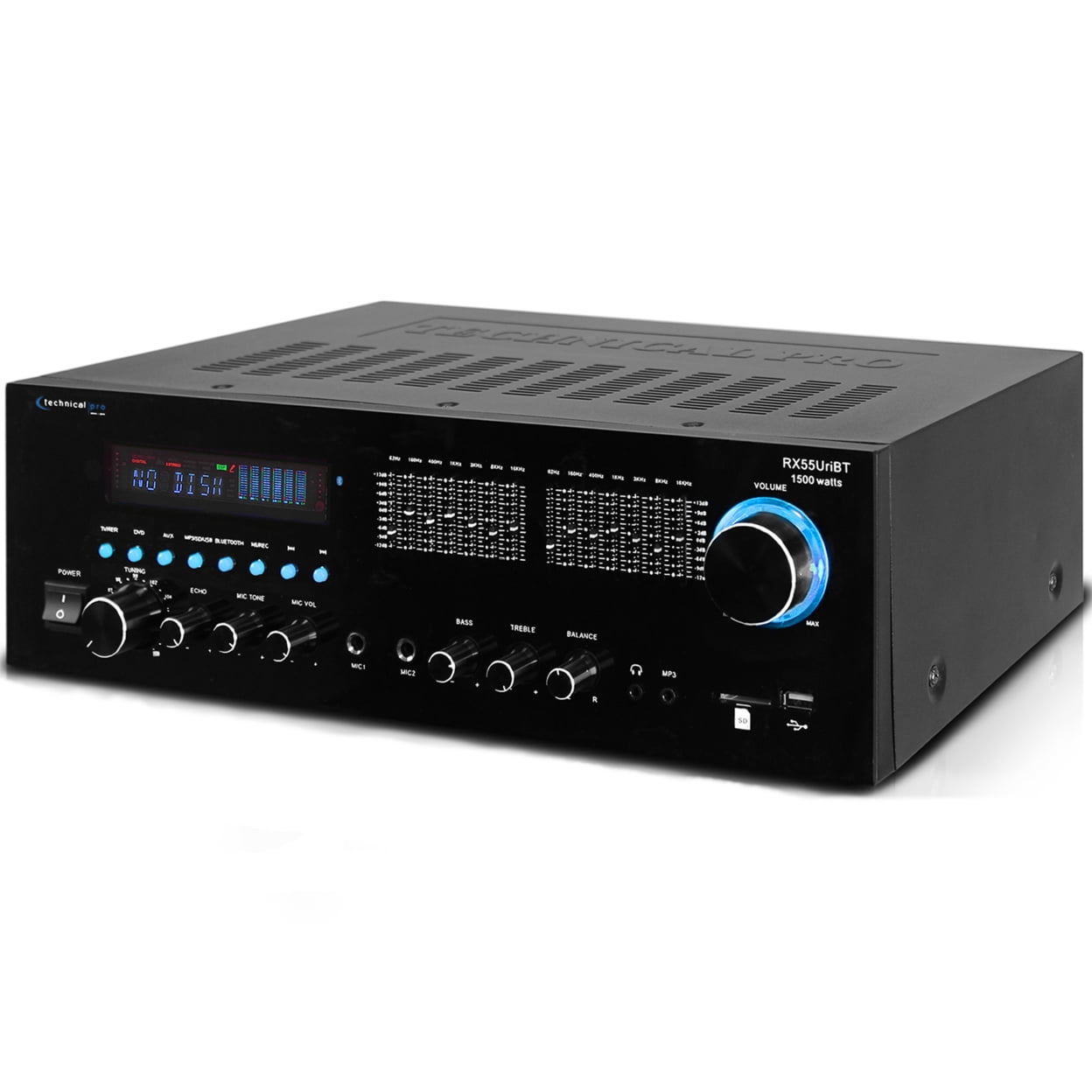 Technical Pro 1500W Pro Bluetooth Amplifier with EQ, USB/SD Inputs, FM ...