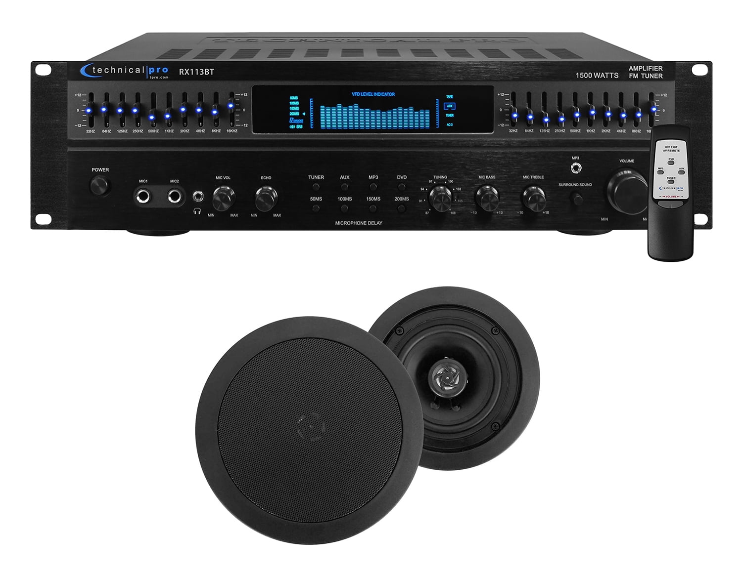 Technical Pro Home Theater Amplifier Receiver Bundle with (2) 5.25 ...