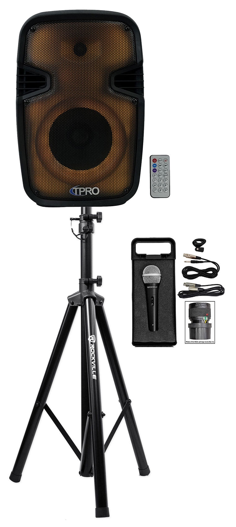 Technical Pro PLIT8 Portable 8" Bluetooth Party Speaker w/LED+Stand ...