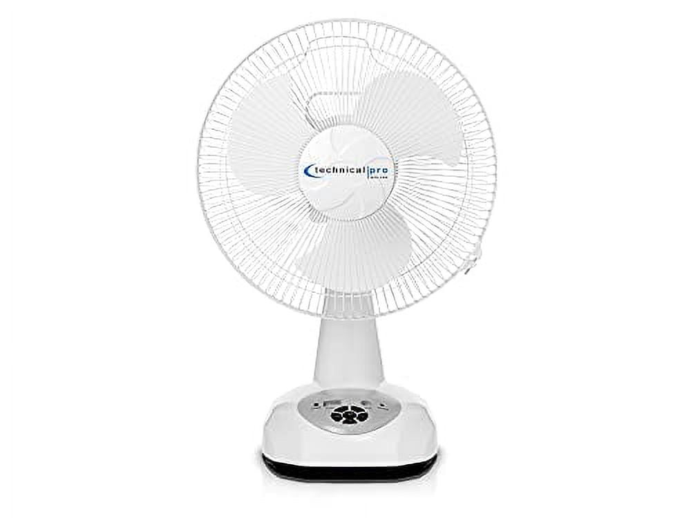 Technical Pro Portable 12" Rechargeable Oscillating Tabletop Fan with 9 ...