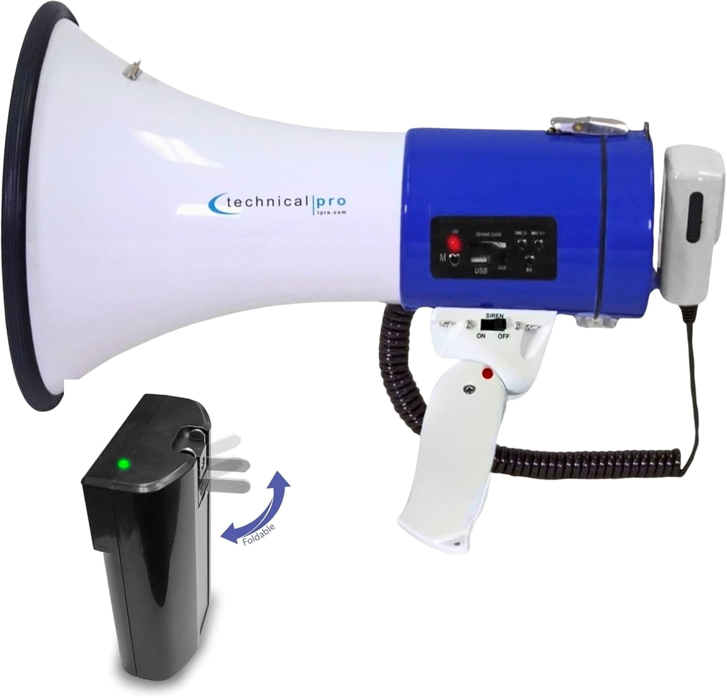 Technical Pro Portable 75-Watt Megaphone Bullhorn Speaker w/Detachable ...