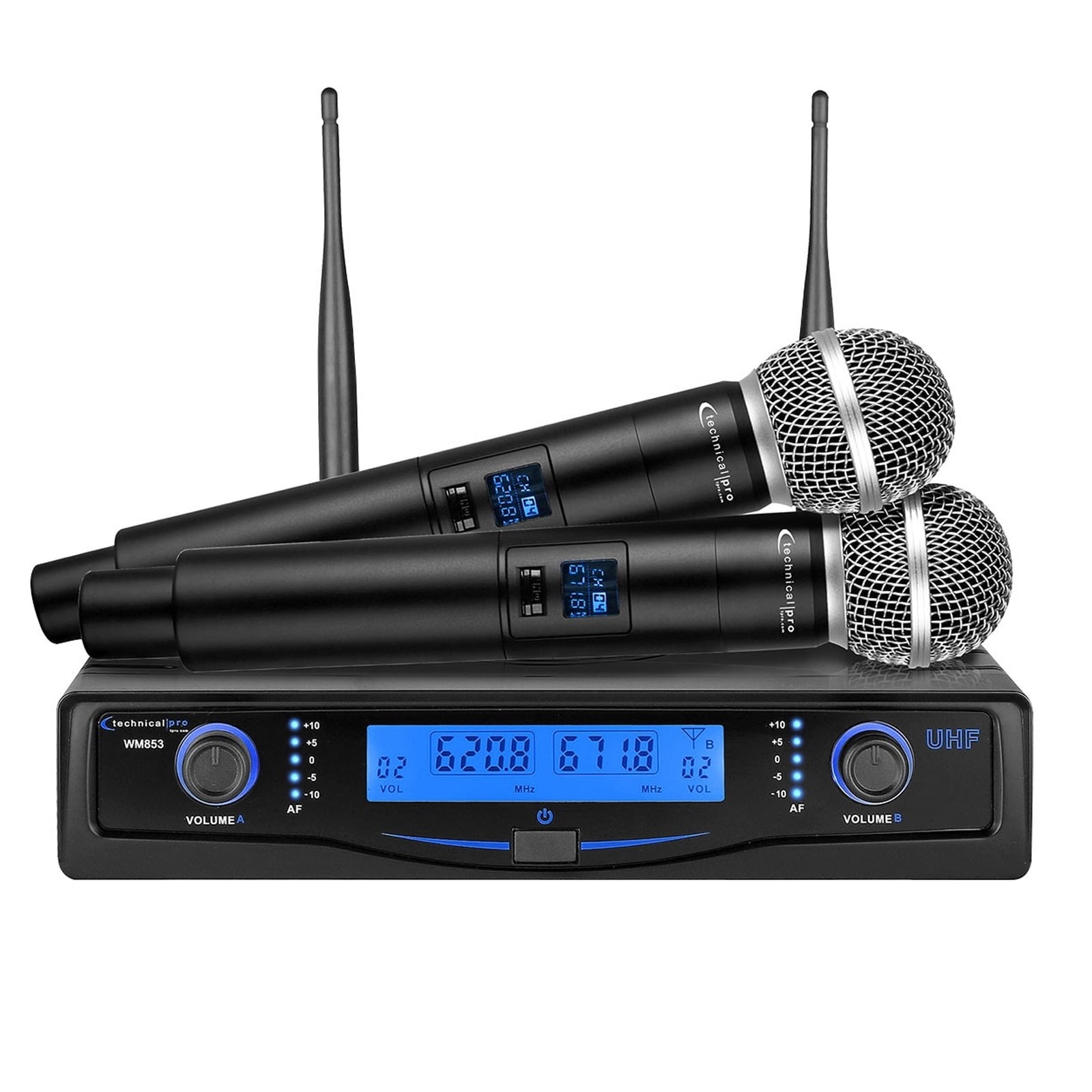 Technical Pro Professional UHF Dual Microphone System with Carrying ...