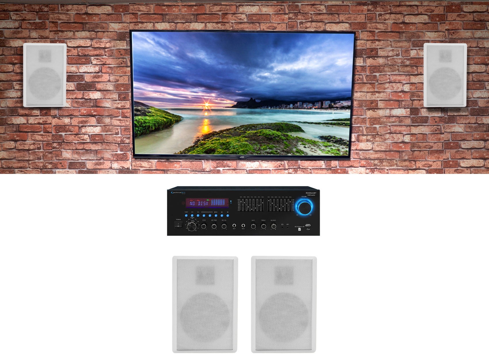 Technical Pro RX55URIBT Home Theater Bluetooth Receiver+(4) 5.25" White ...