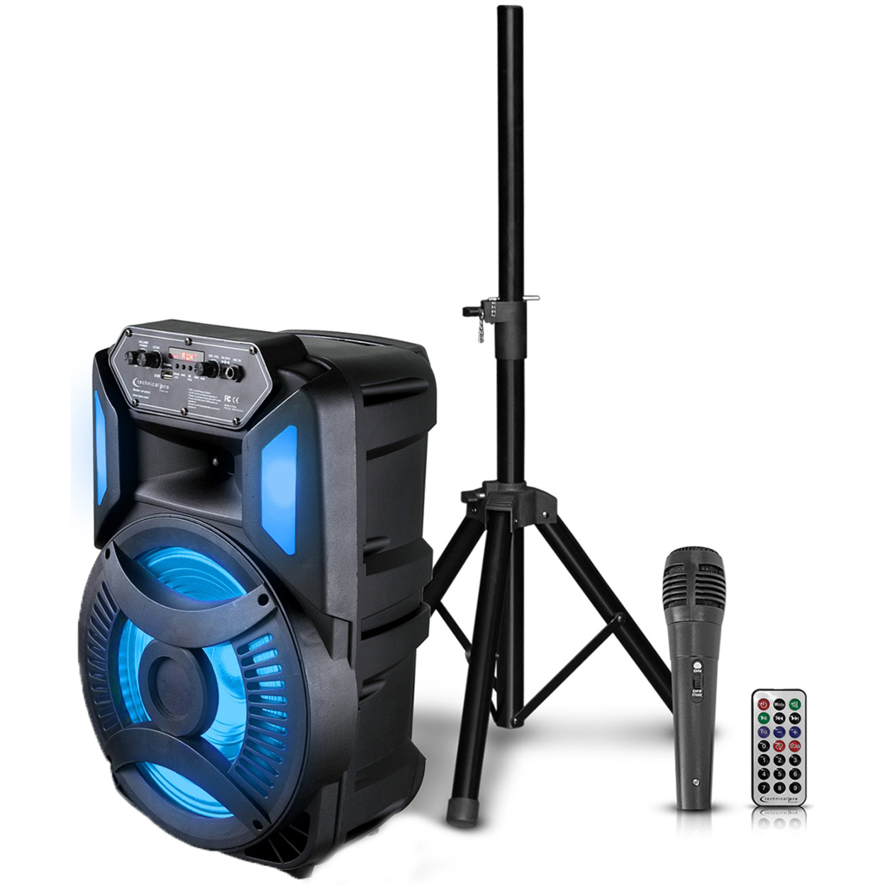 "Technical Pro 12"" Rechargeable Sound System, 1200W Bluetooth LED ...