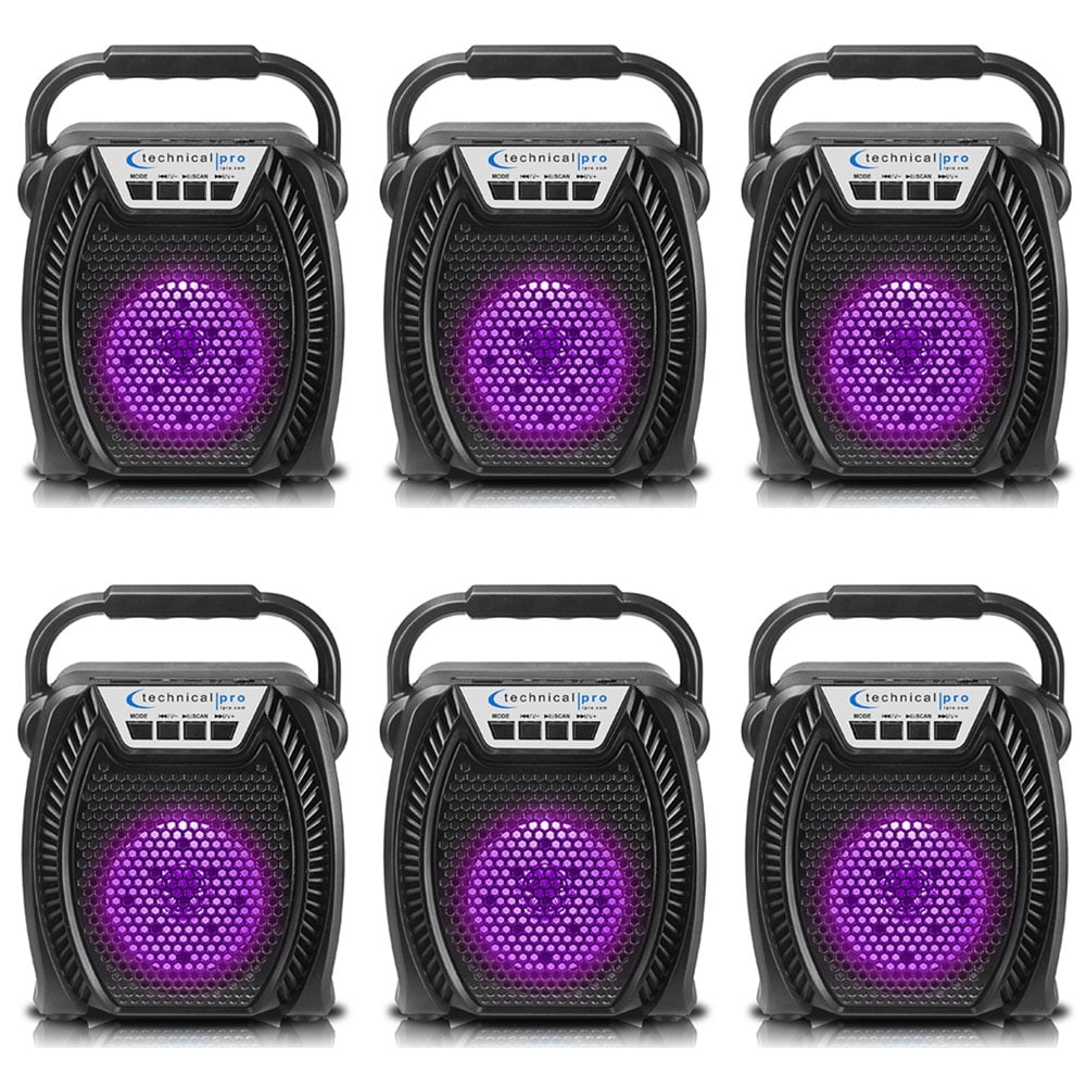 Technical Pro Rechargeable LED Bluetooth Speaker w/ USB/SD/FM Perfect Portable Speaker 30 Feet ...