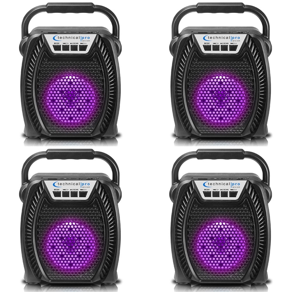 Technical Pro Rechargeable LED Bluetooth Speaker w/ USB/SD/FM, Perfect ...