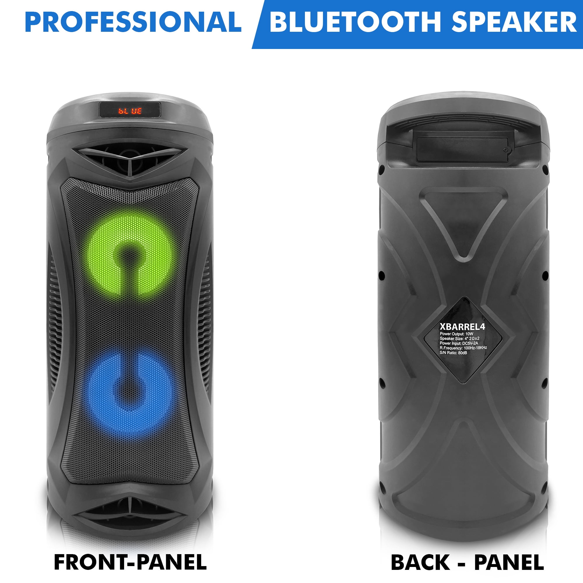 Technical Pro Rechargeable Professional Bluetooth Speaker w/ Color ...