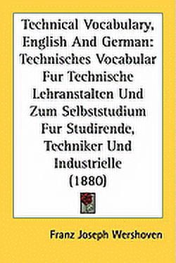 Technical Vocabulary, English And German : Technisches Vocabular Fur ...