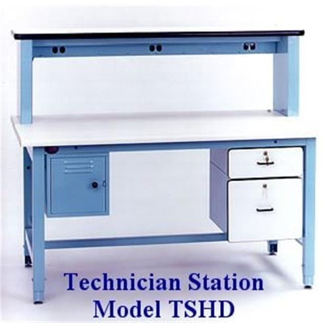 Technical Workstation, Model TSHD, White ESD Laminate with 90 deg ...