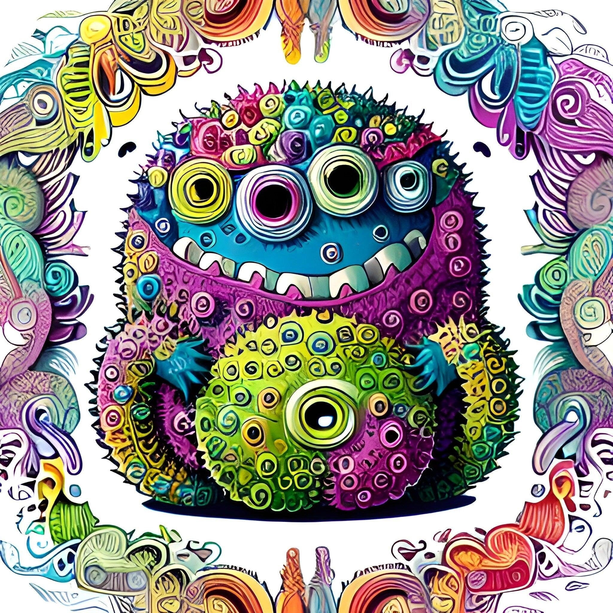 Technicolor Tangles of Terrible Terrors- Canvas Wall Art - Walmart.com