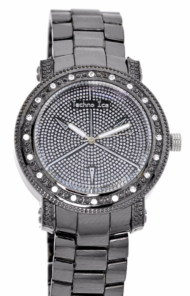 Techno Ice Gunmetal Big Mens Business Clubbing Watch 50mm Case ...