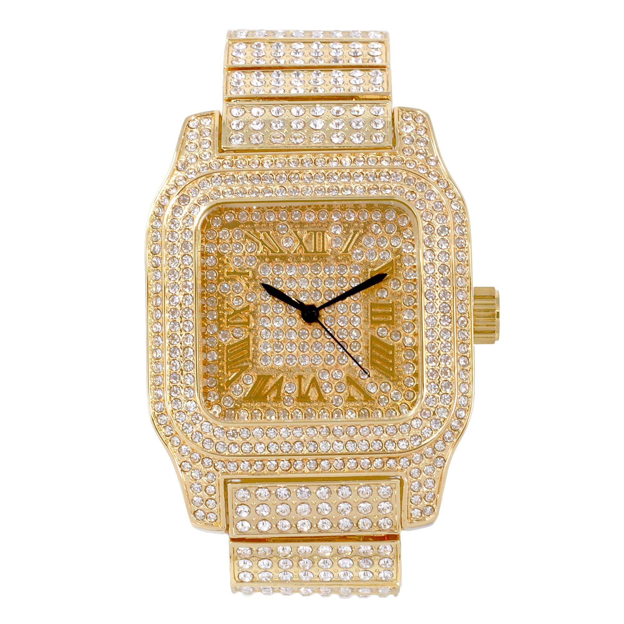 Techno Pave Men's 45mm Square Iced Diamond Watch - Fully Iced Case ...