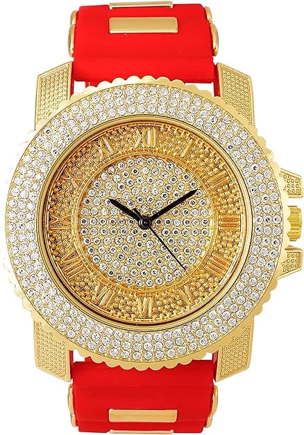 Techno Pave Mens 45mm Iced Diamond Watch - Bling-Iced Roman Dial with ...