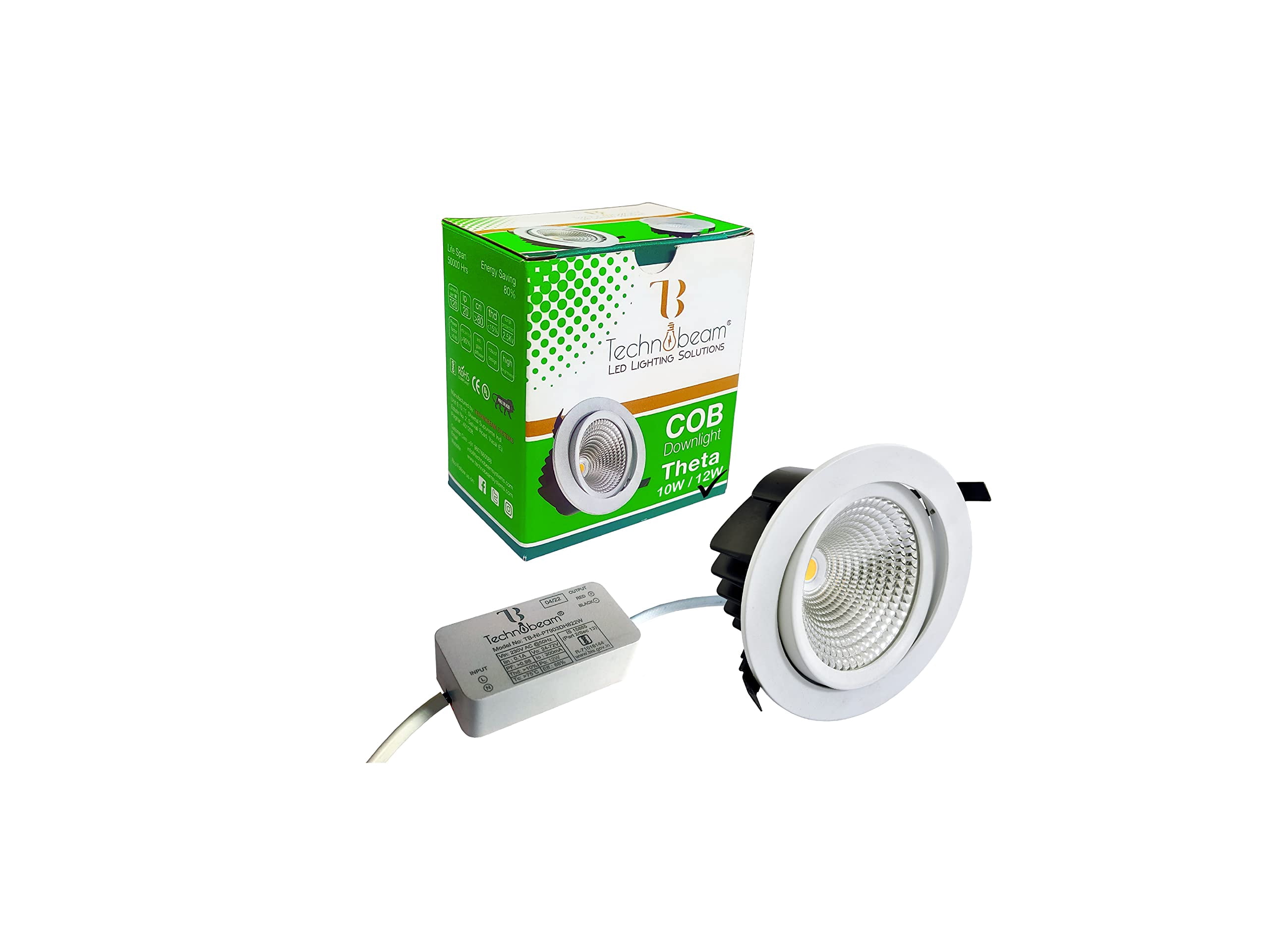 Technobeam 12 Watt Natural White: 4000K LED Theta cob round Light, Spot ...