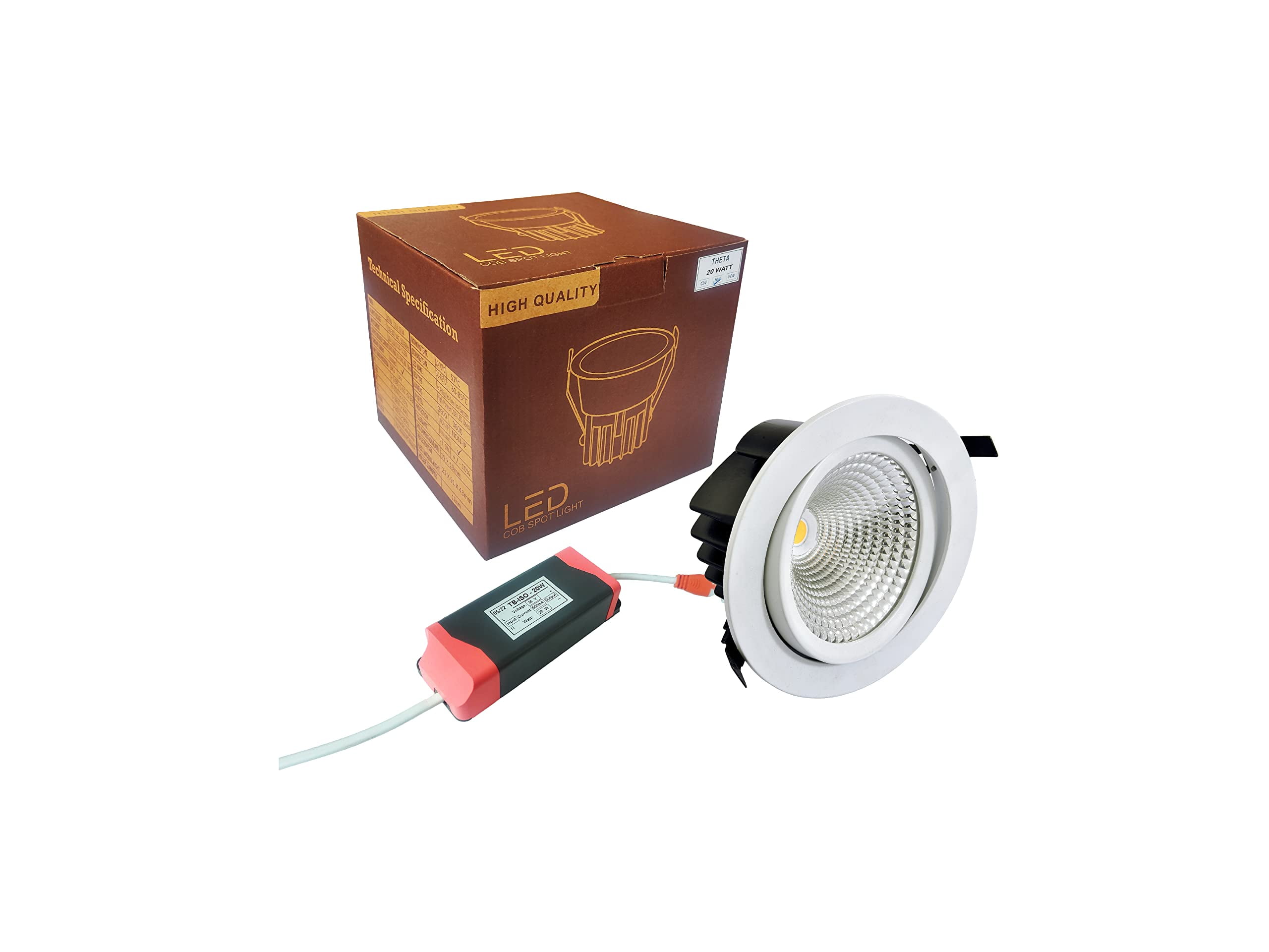 Technobeam 20 Watt Natural White: 4000K LED Theta cob round Light, Spot ...