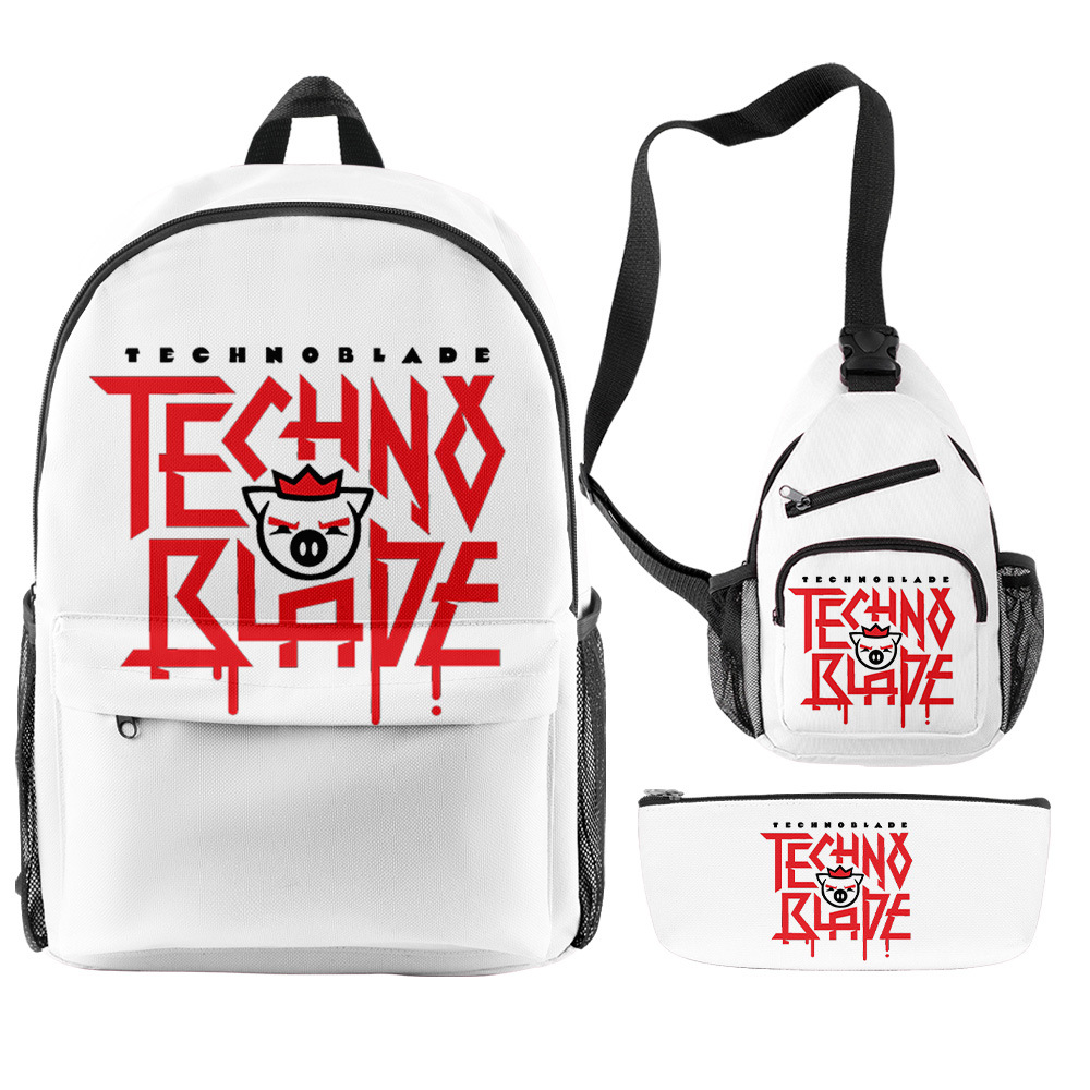Technoblade Cosplay Backpacks 3 Pieces Sets Fashion Zipper Pack Unisex ...