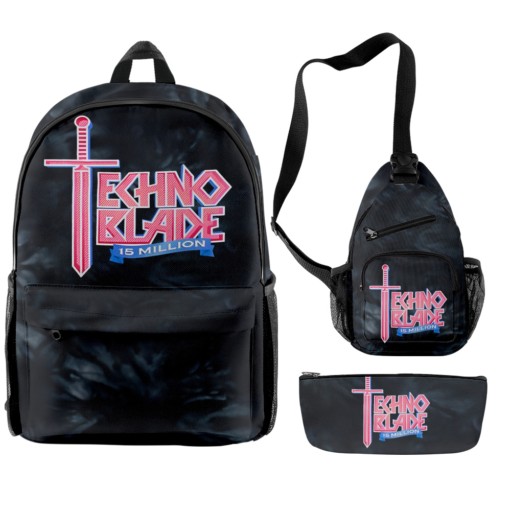 Technoblade Tie Dye 15 Million Backpacks 3 Pieces Sets Hip Hop Daypack ...