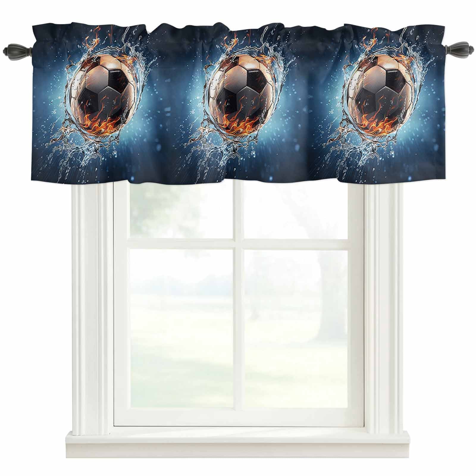 Technological Sport Style Window Valance Curtain Soccer Splash Water ...