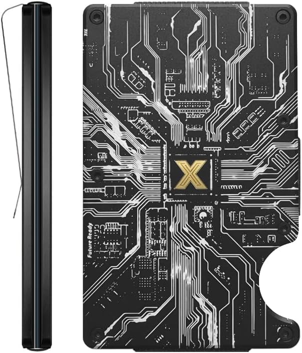 Technology Chip Phone Circuit Board Aluminum Wallet for Men with Brass ...