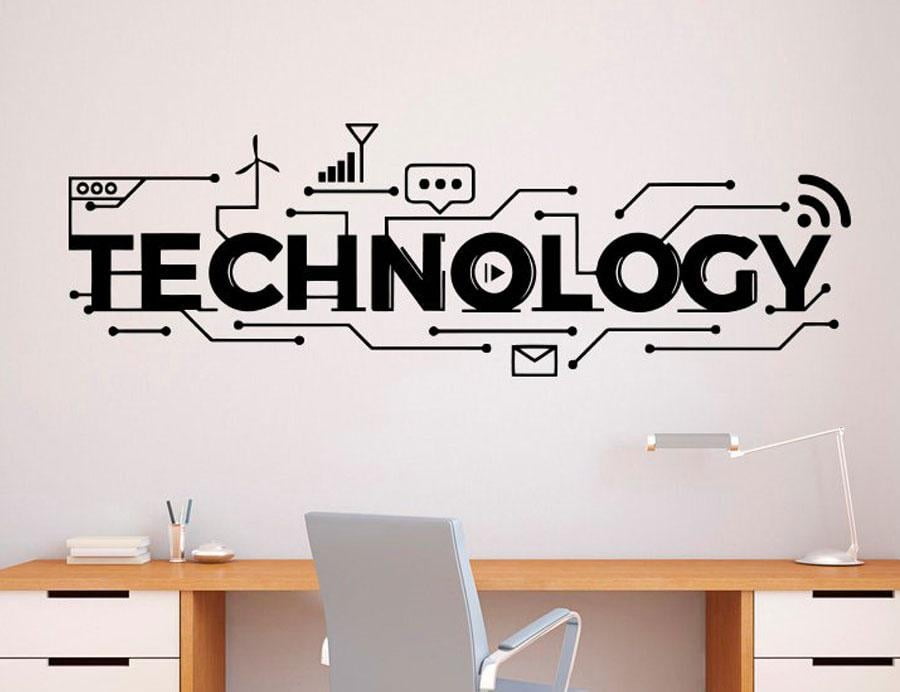 Technology Lettering Wall Decal Vinyl Sticker Science Education School ...