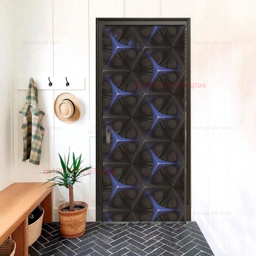 Technology Mechanical Steel Mural Door Wrap Cover Wallpaper Geometric ...