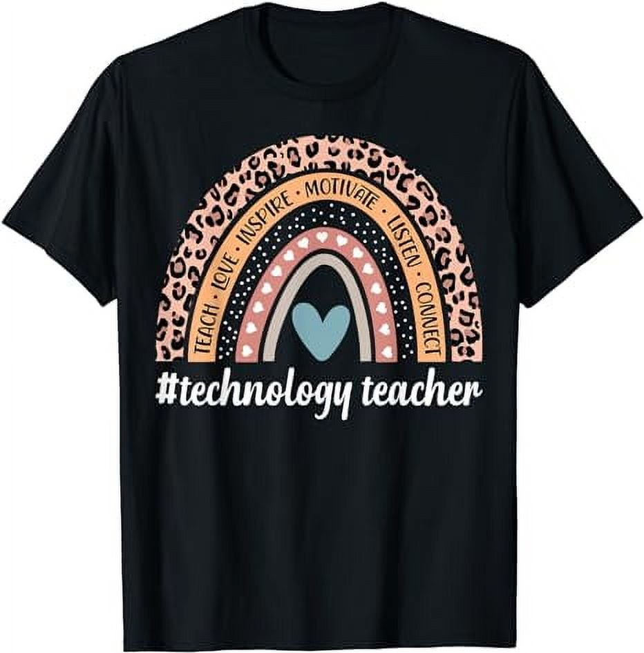 Technology Teacher Rainbow Leopard Tech Teacher's T-Shirt - Walmart.com