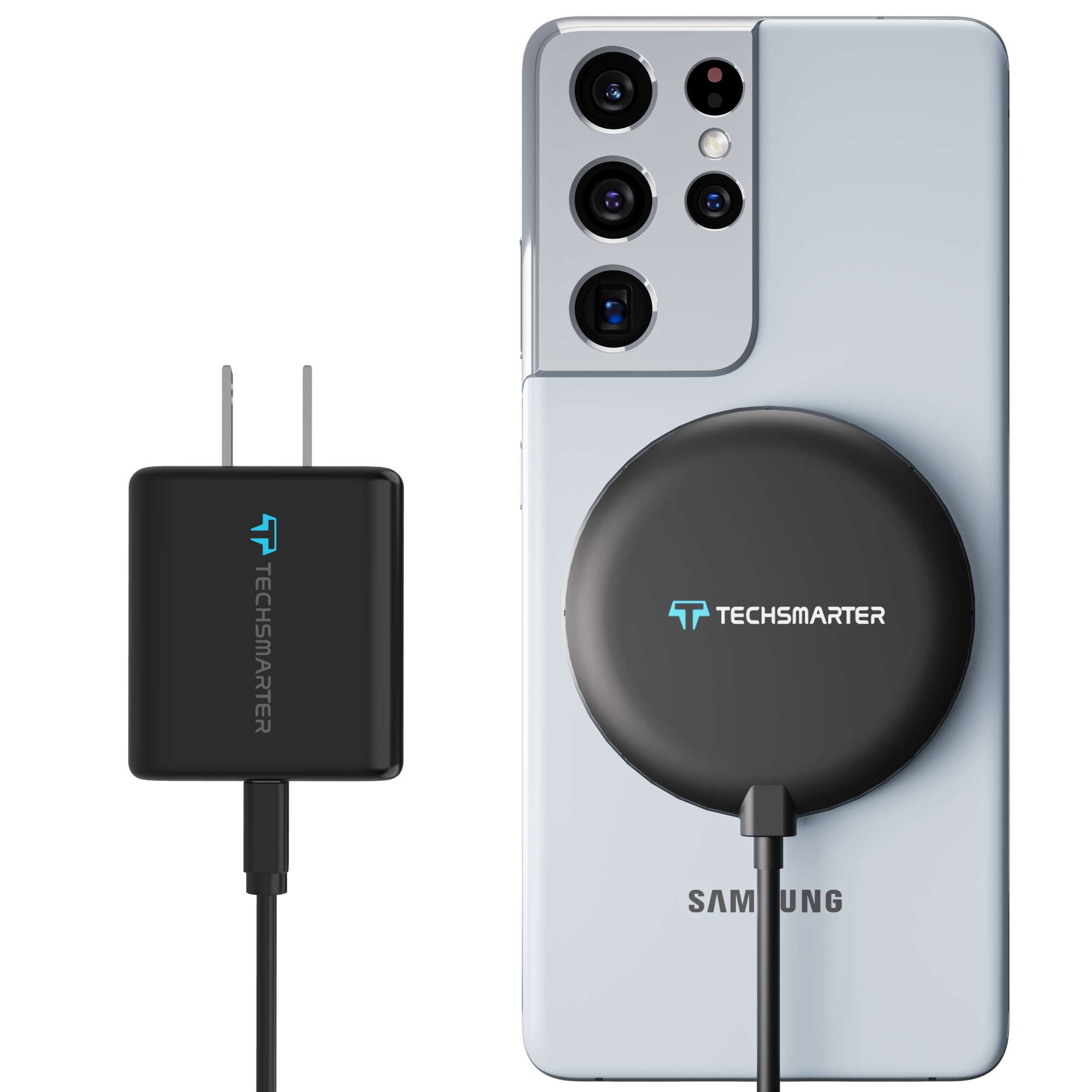 Techsmarter 15W Fast Wireless Charging Pad with USB, Anti-slip Suction ...