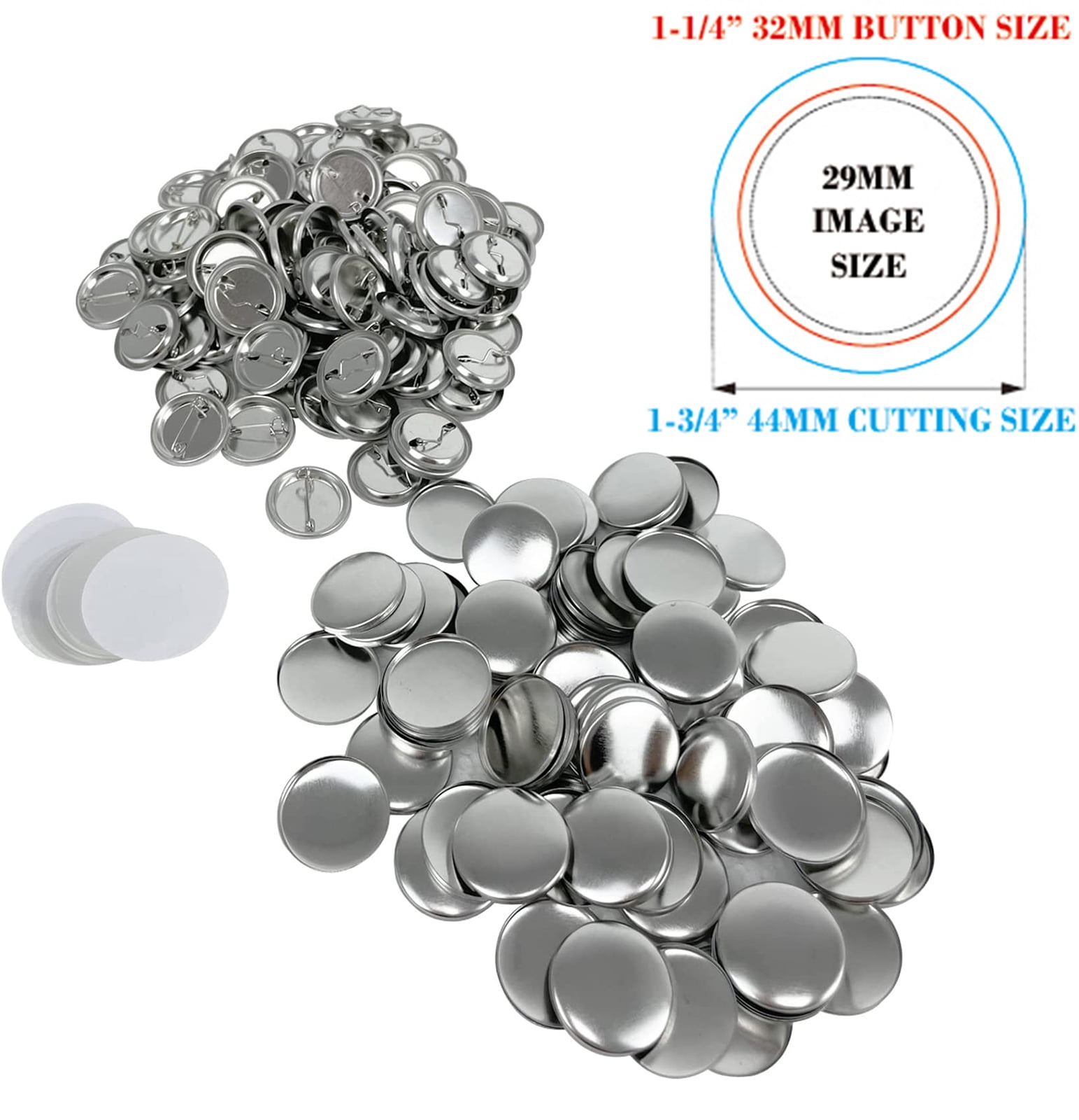 Techtongda 1.2" 32mm Pin Back Button Parts Round Button Parts Metal ...