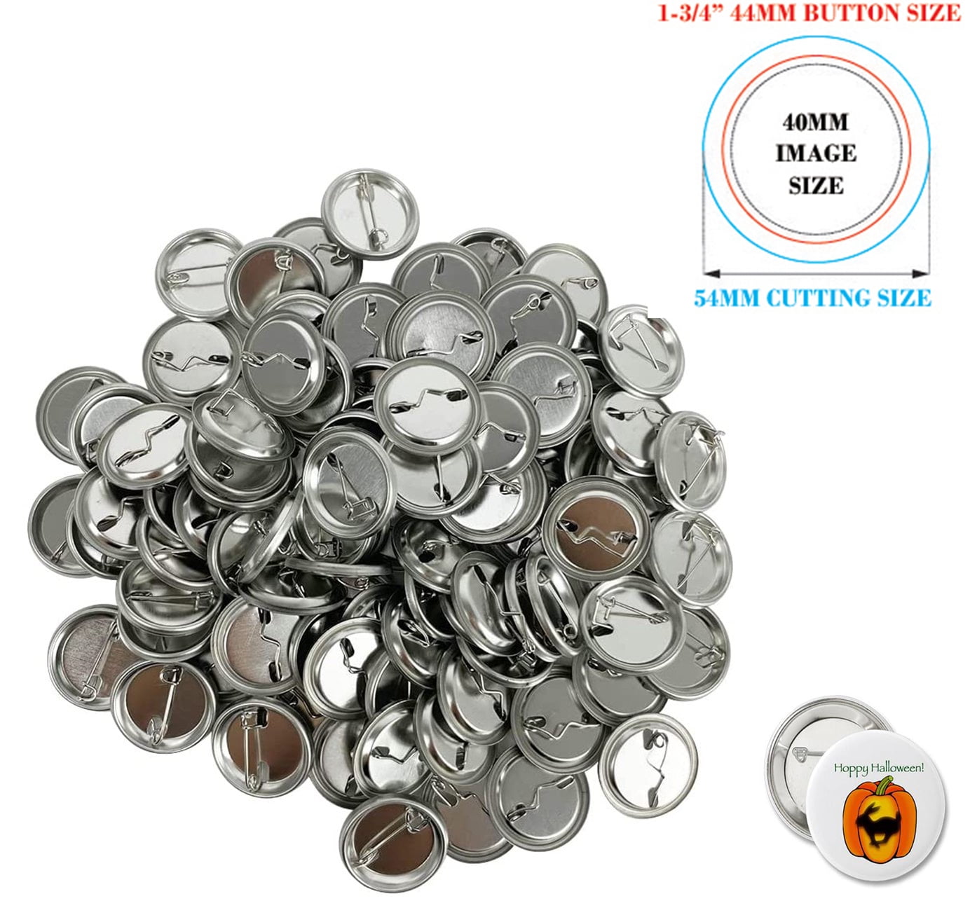 Techtongda 1.7" 44mm Pin Back Button Parts Round Button Parts Metal ...