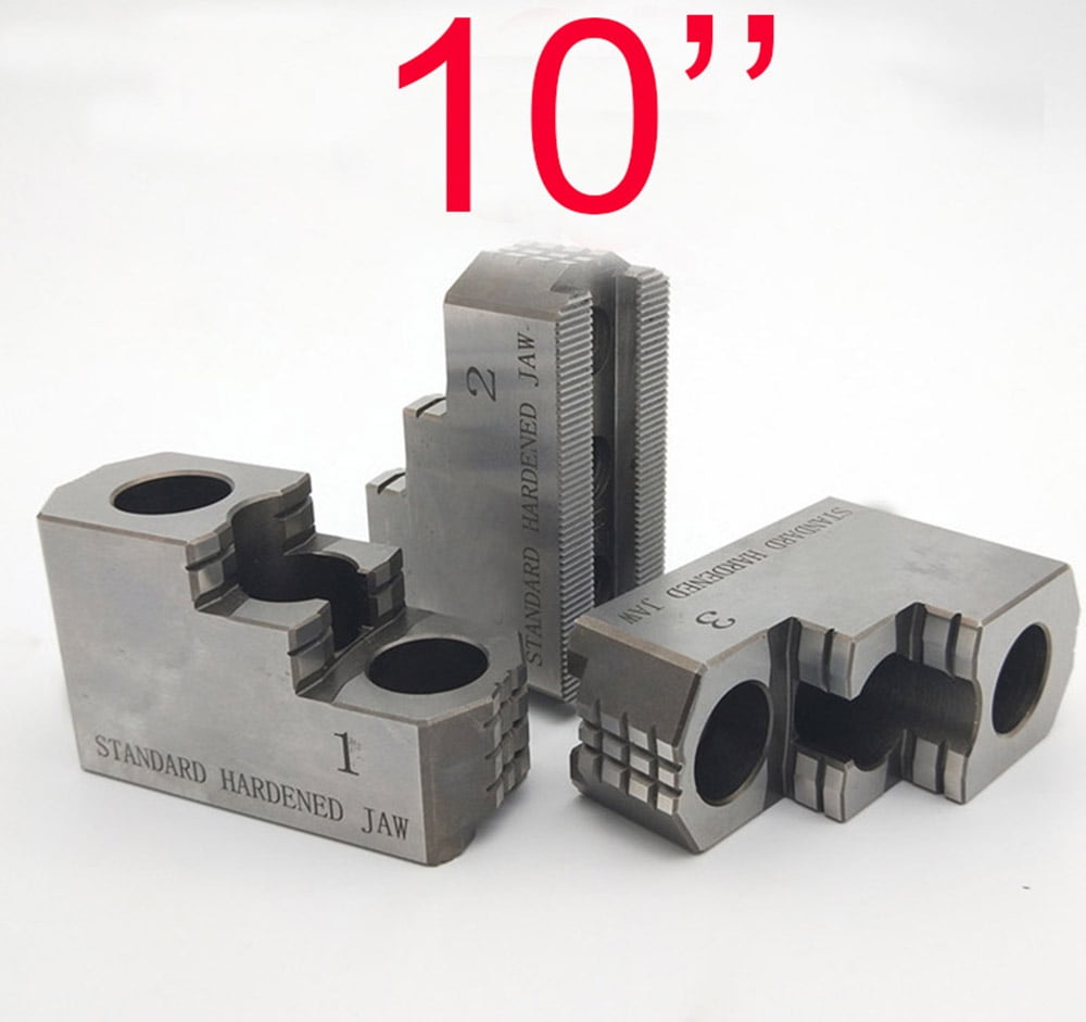Techtongda 10" Hard Jaws Three Steps Hard Steel Lathe Chuck Jaw Set ...