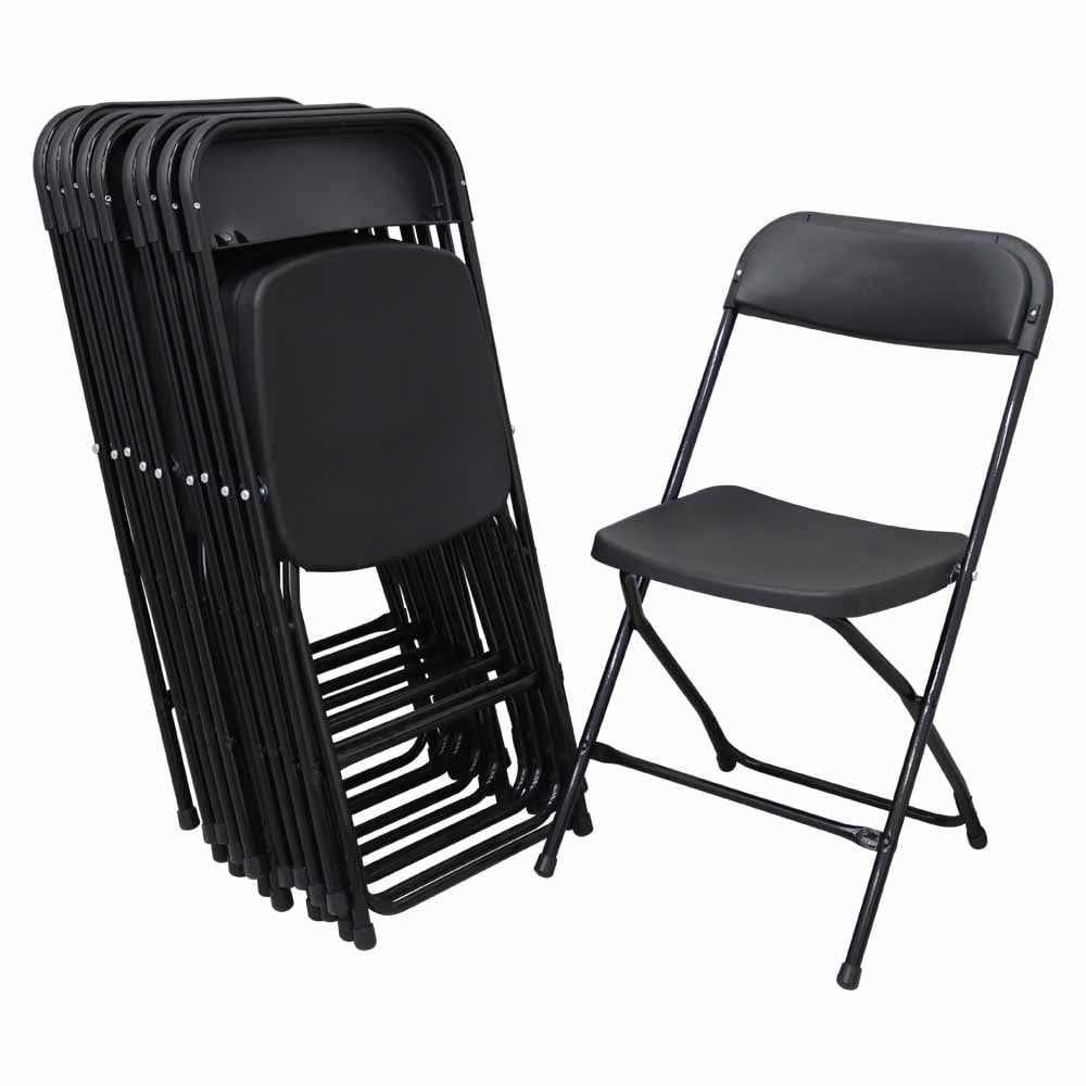 Techtongda 10 Pack Black Plastic Commercial Folding Stackable Chairs ...