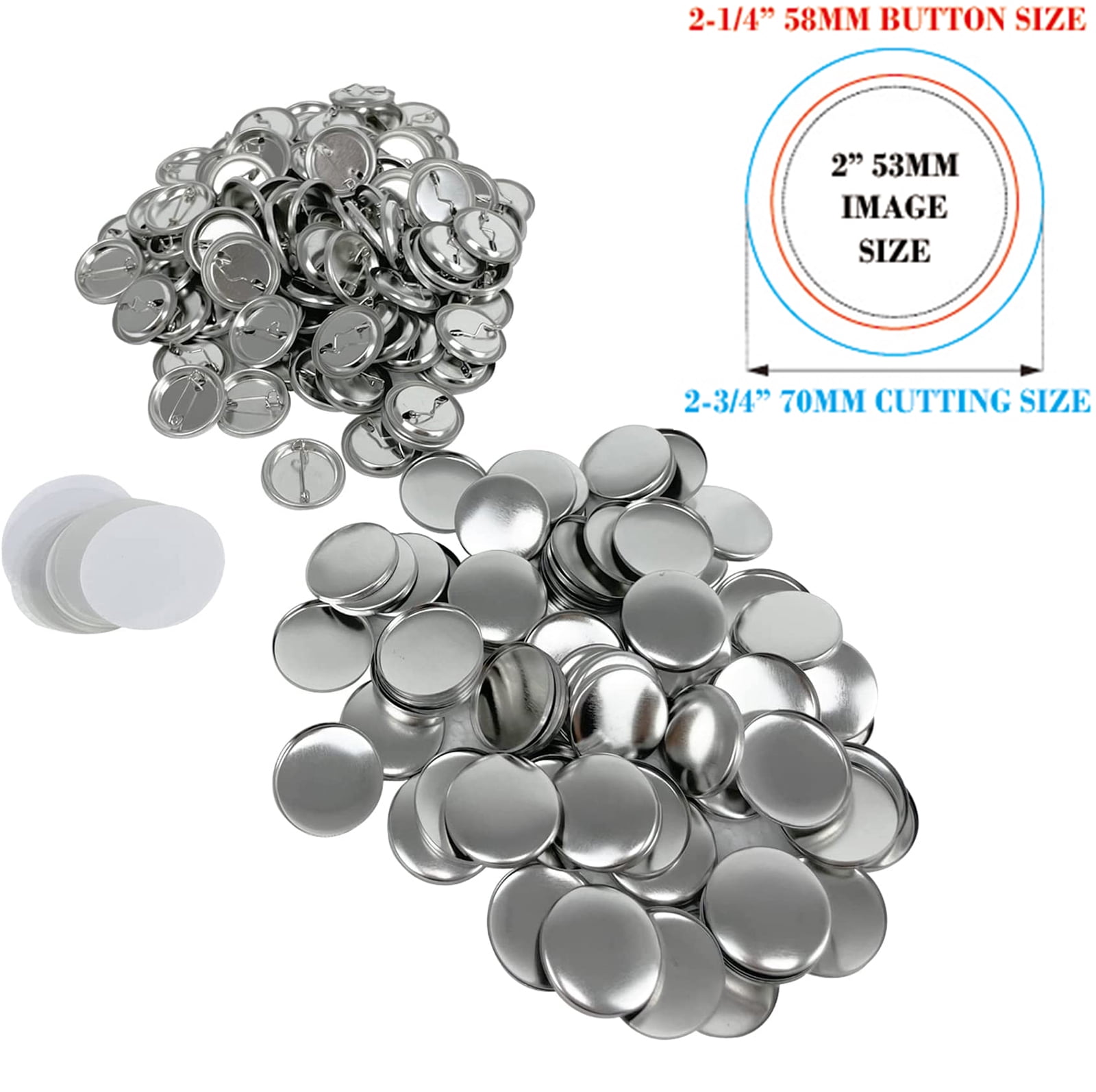 Techtongda 2.3" 58mm Pin Back Button Parts Round Button Parts Metal ...