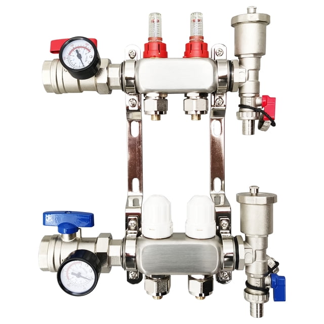 Techtongda 2-Branch PEX Radiant Floor Heating Manifold Set 1/2" Floor ...