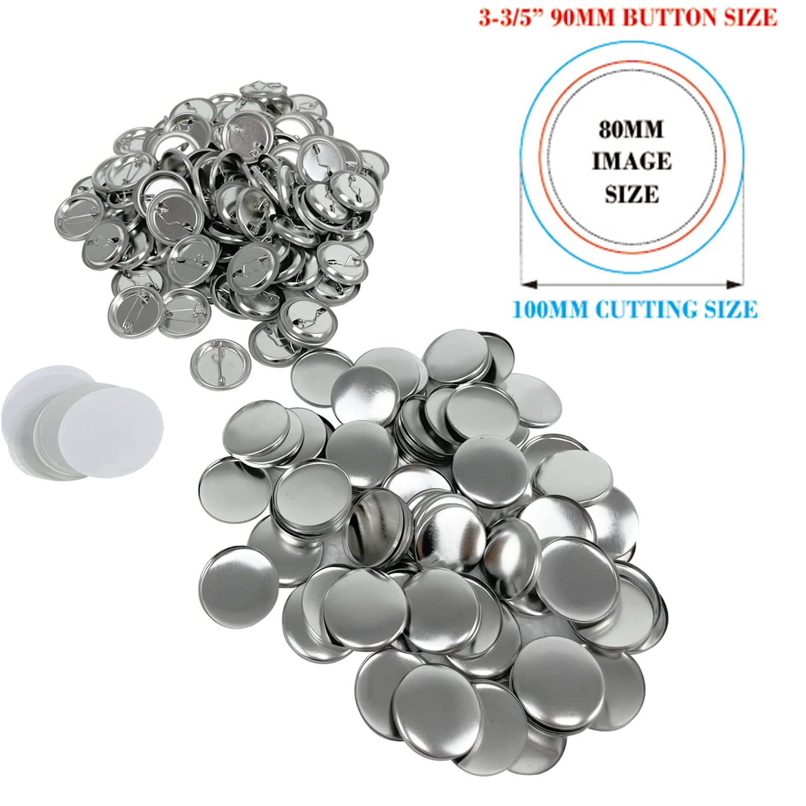 Techtongda 3.5" 90mm Pin Back Button Parts Round Button Parts Metal ...