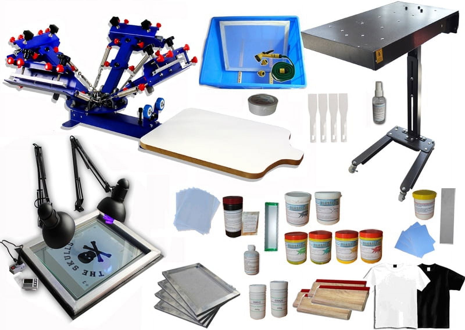 Techtongda 4 Color 1 Station Screen Printing Press Kit Screen Printing ...