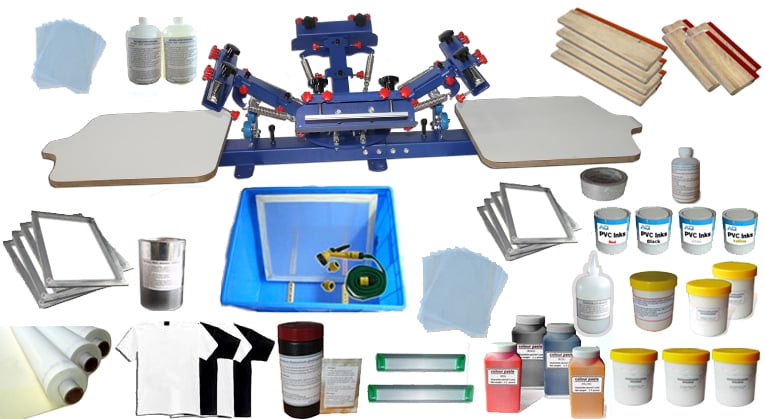 Techtongda 4 Color 2 Station Screen Printing Press Kit Full Colors Silk ...