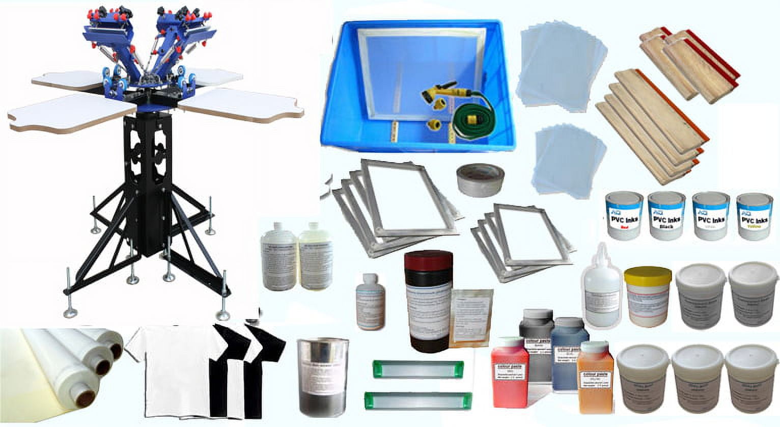Techtongda 4 Color Silk Screen Printing Kit 4 Color 4 Station Screen ...