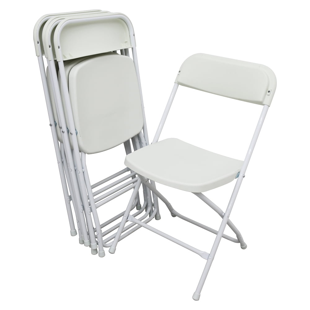 Techtongda 5 Pack White Plastic Commercial Folding Stackable Chairs ...