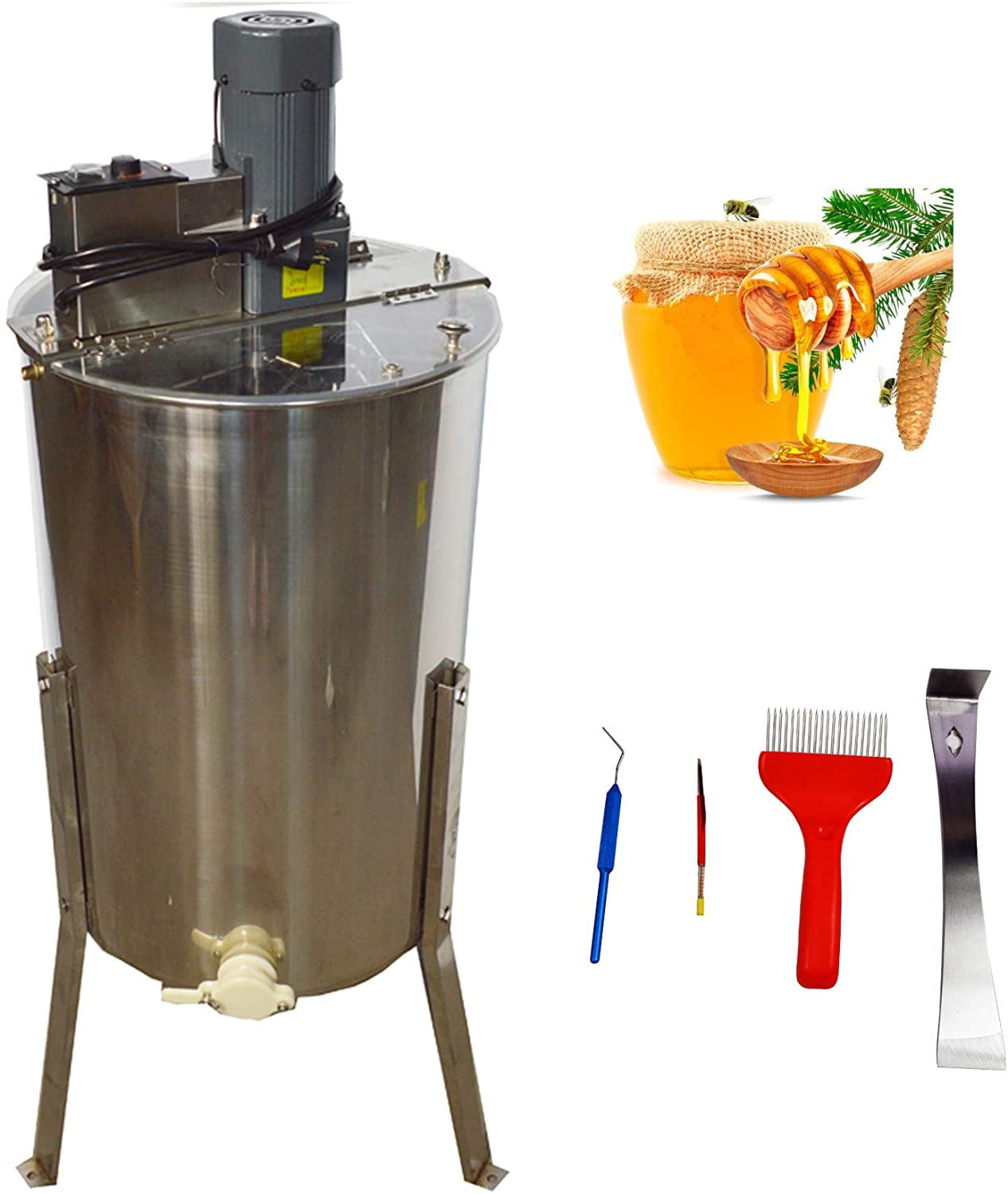 Techtongda Frame Honey Extractor Stainless Steel Honeycomb Drum Spinner ...